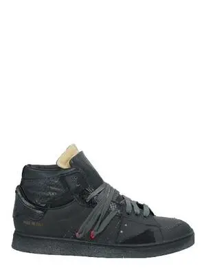 HIDNANDER Leather Snakeskin-print High-top Sneakers - Black