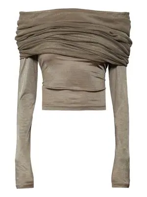 Christopher Esber Sonora Veiled Long Sleeve Top Tan