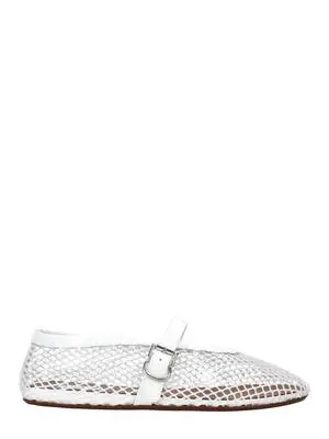 Alaïa Leather Mesh Ballerina Flats White