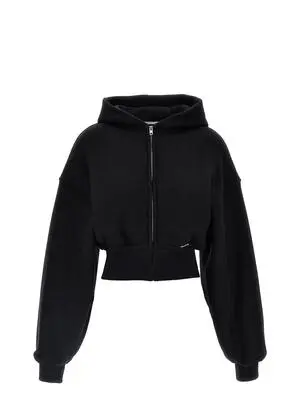 Alexander Wang Cropped Cotton Hoodie - Black