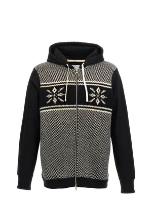 Junya Watanabe Jacquard Insert Hoodie - White/black