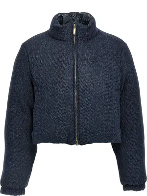 Thom Browne Herringbone Harris Tweed Reversible Down Jacket - Blue