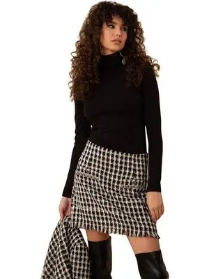 Hale Bob Paislee Tweed Mini Skirt - Black