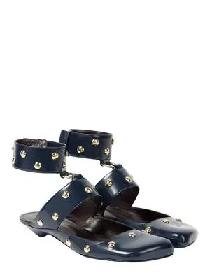 Chloé Studded Leather Ankle Strap Sandals - Blue