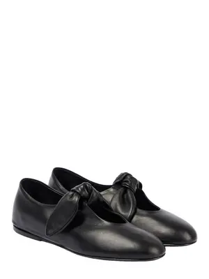 Co Bow-detail Leather Flats - Black