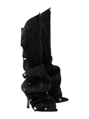 Y/project Snap Denim Knee-high Boots - Black