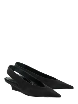 TOTEME Suede Slingback Wedges - Black