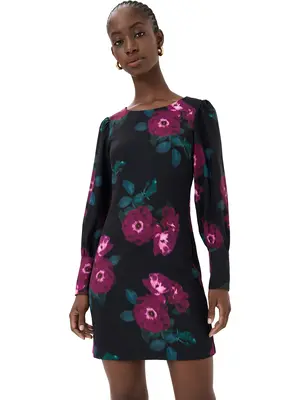 Figue Stella Floral Print Dress - Floral Exposure Oynx Black