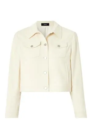 Theory Shrunken Trucker Cropped Jacket - Neutrals