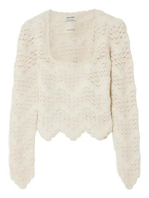 Escvdo ESCVDO Brisa Scalloped Alpaca Top Ivory