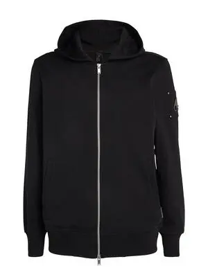 Moose Knuckles Logo Zip-up Hoodie - Black
