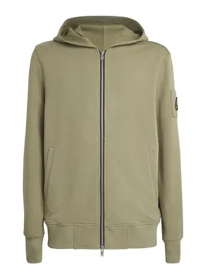 Moose Knuckles Logo Zip-Up Hoodie Green