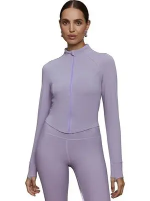 Carbon38 Mock Neck Corset Zip Top - Lavender Grey