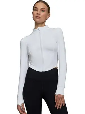 Carbon38 Mock Neck Corset Zip Top - White