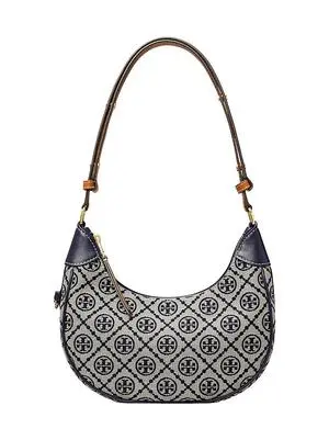Tory Burch Tory Burch T Monogram Leather Crescent Bag Tory Navy