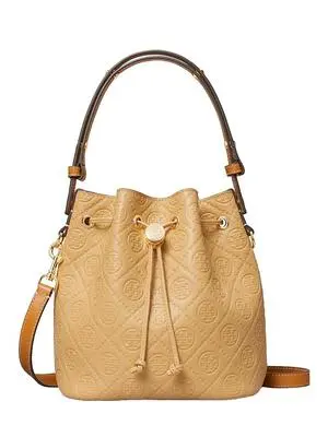 Tory Burch Tory Burch T Monogram Leather Bucket Bag Biscotti