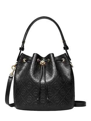 Tory Burch Tory Burch T Monogram Leather Bucket Bag Black