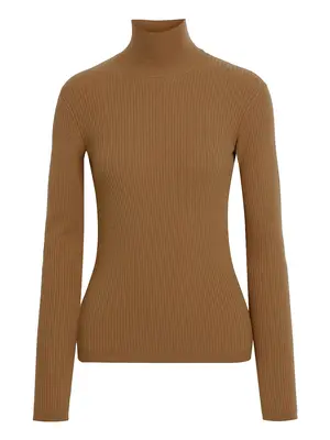Another Tomorrow Ribbed Wool-blend Turtleneck Sweater - Camel
