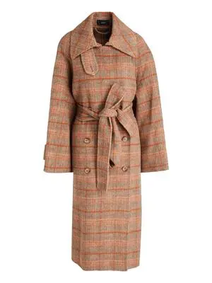 JOSEPH Checked Wool-blend Felt Coat - Light Brown