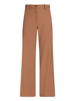 Maje Wool-blend Twill Wide-leg Pants - Light Brown