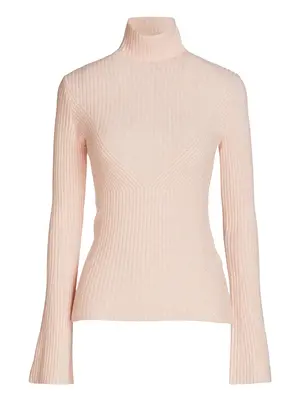 Maje Ribbed-knit Turtleneck Sweater - Pastel Pink