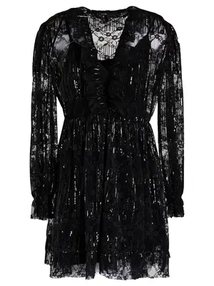 Maje Sequin-embellished Lace Mini Dress - Black