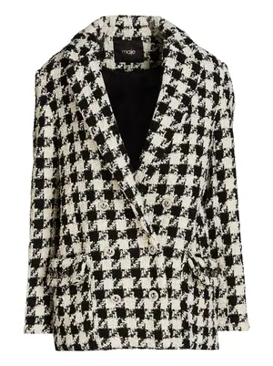 Maje Houndstooth Bouclé-tweed Blazer - Black