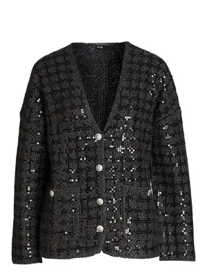 MAJE Maje Sequin-Embellished Tweed Cardigan