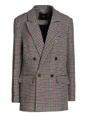 Maje Double-breasted Houndstooth Blazer - Royal Blue