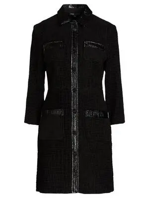 Maje Cotton-blend Bouclé-tweed Mini Shirt Dress - Black
