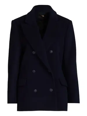 Maje Double-breasted Wool-blend Coat - Navy