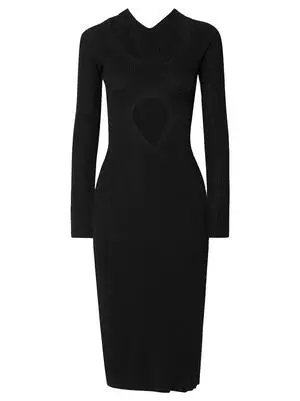 CAES CAES Cutout Layered Ribbed Knit Midi Dress