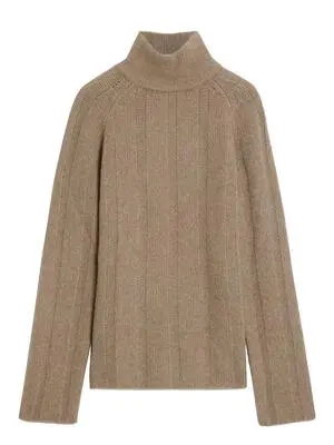 Loulou De Saison Donna Ribbed Cashmere-blend Turtleneck Sweater - Light Brown