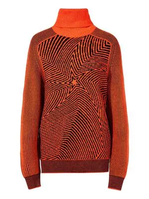Perfect Moment Star Merino Wool Turtleneck Sweater - Orange