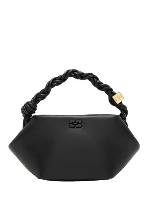 GANNI Bou Mini Leather Top Handle Bag - Black