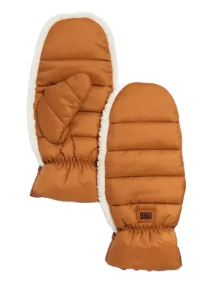 UGG Fluff Faux Fur Trim Mittens Chestnut