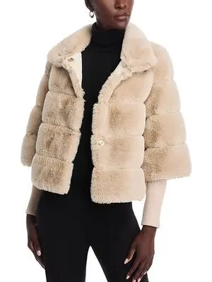 Love Token Faux Fur Jacket Beige