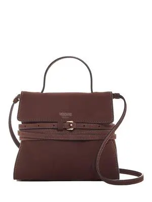Moschino Tie Me Small Leather Shoulder Bag - Brown