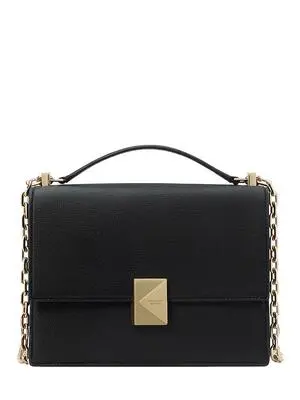 Kate Spade New York Deco Pebbled Leather Small Chain Shoulder Bag - Black