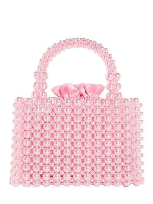 Aqua Beaded Top Handle Bag Icy Pink