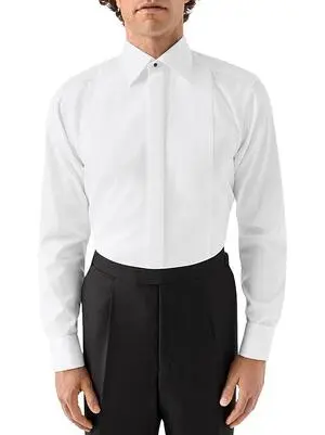 Eton Contemporary Fit Striped Bib Evening Shirt - White