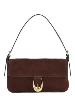 Staud Staud Harlow Suede Shoulder Bag Mahogany