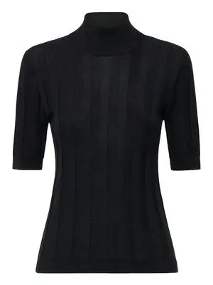 CALLAS MILANO Jordyn Short Sleeve Mock Neck Sweater - Black