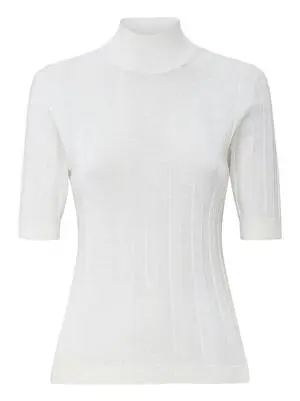 CALLAS MILANO Jordyn Short Sleeve Mock Neck Sweater - White