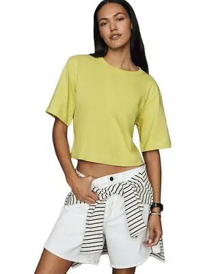 Maeve Corey Cotton Boxy Tee - Chartreuse