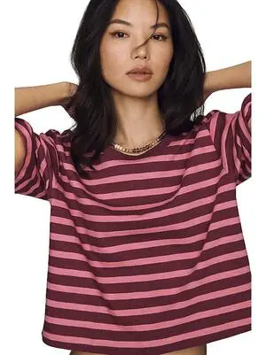 Maeve Corey Cotton Boxy Tee - Pink Pattern