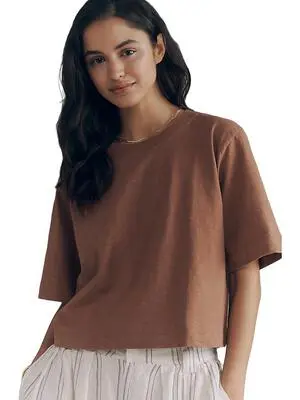 Maeve Maeve Corey Cotton Boxy Tee Rawhide
