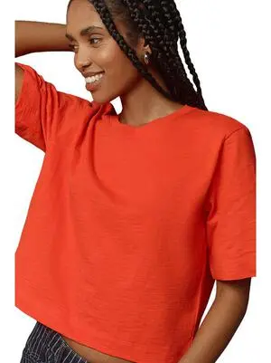 Maeve The Corey Short-sleeve Boxy Tee - Tomato Juice