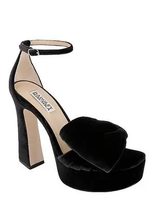 Badgley Mischka Alora Velvet Platform Heels Black