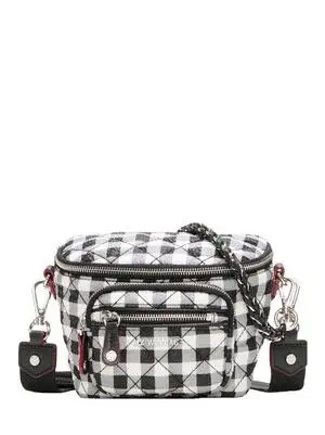 Mz Wallace Micro Crosby Diamond Quilted Nylon Sling Bag - Black/white Gingham